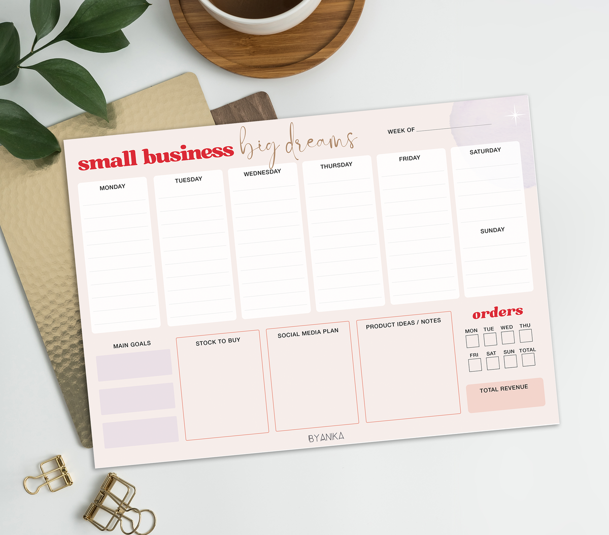 A4 Small Business Weekly Planner Notepad | BYANIKA